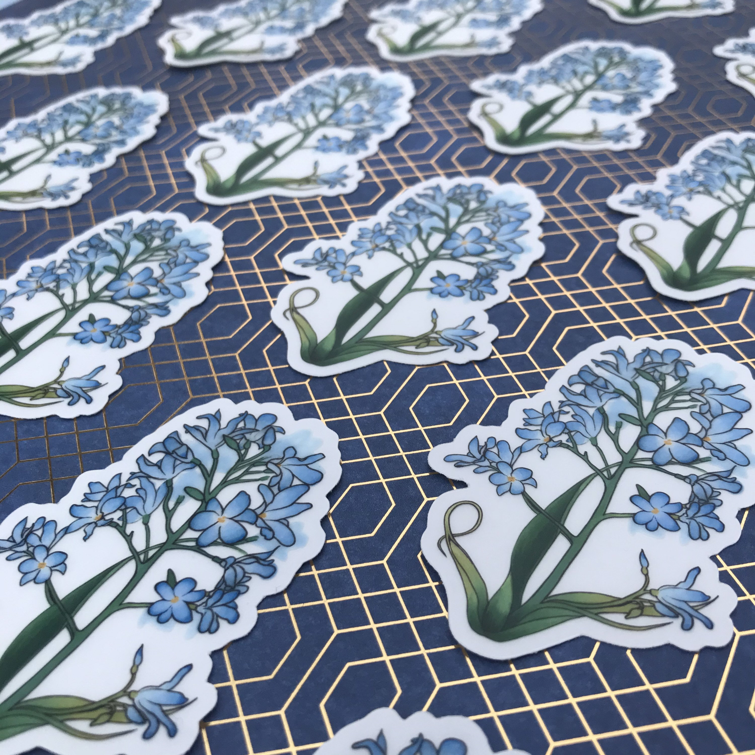 Blue Flower Sticker Clear Sticker | Etsy