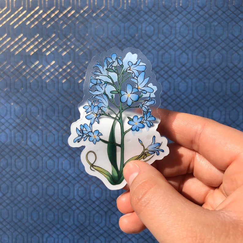 Blue Flower Sticker Clear Sticker - Etsy