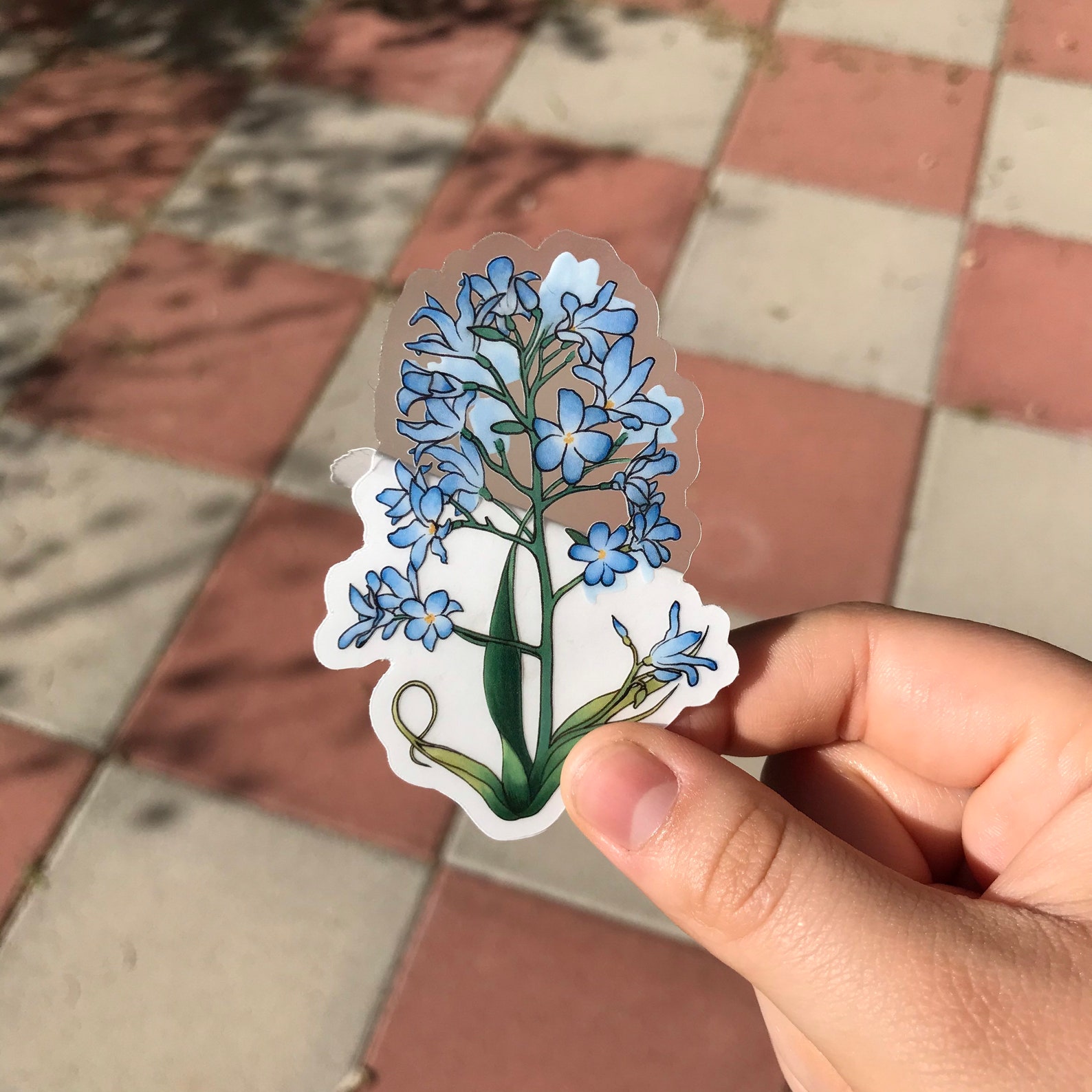 Blue Flower Sticker Clear Sticker | Etsy