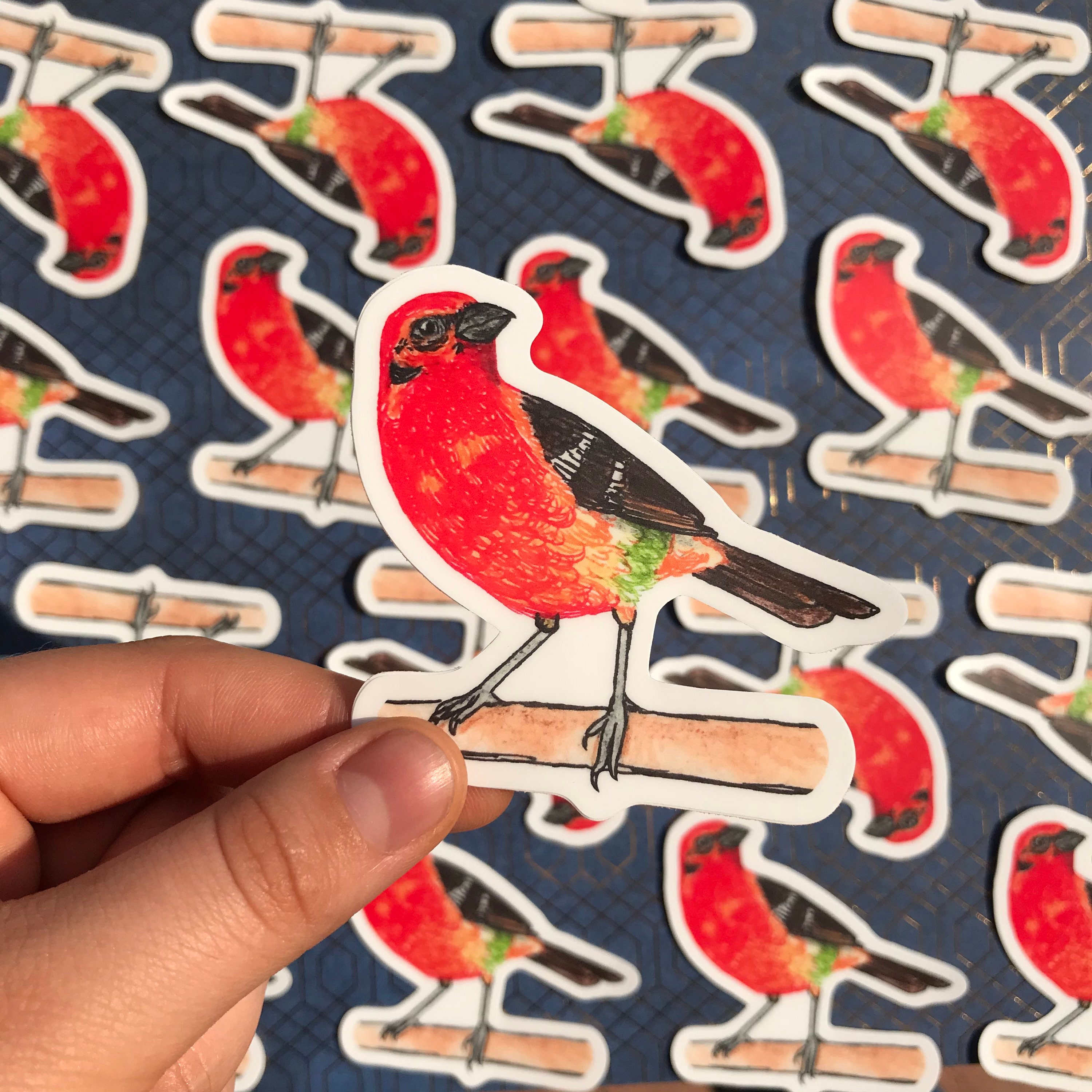 Flame-colored Tanager Sticker Red Bird Sticker Laptop Decal | Etsy