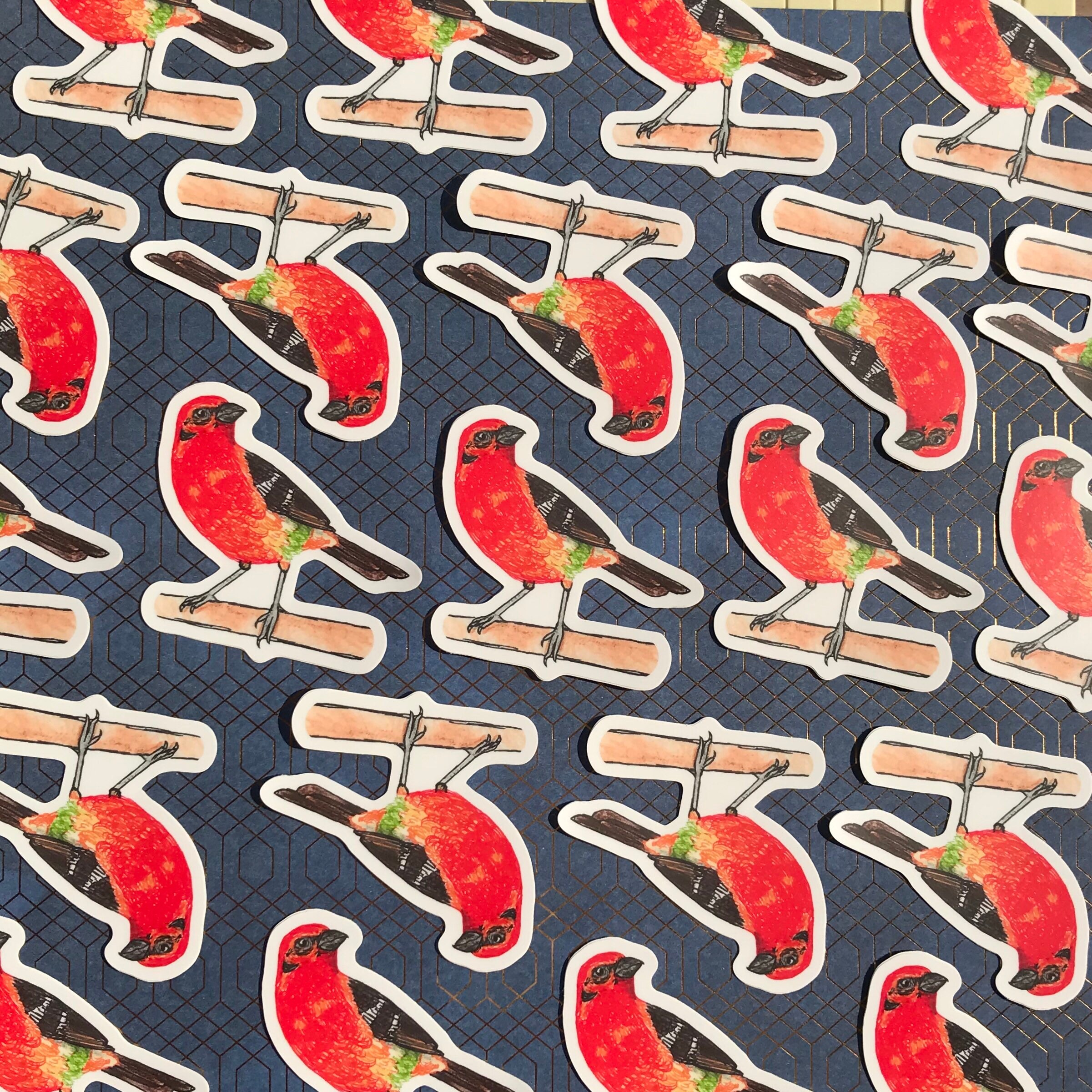 Flame-colored Tanager Sticker Red Bird Sticker Laptop Decal | Etsy