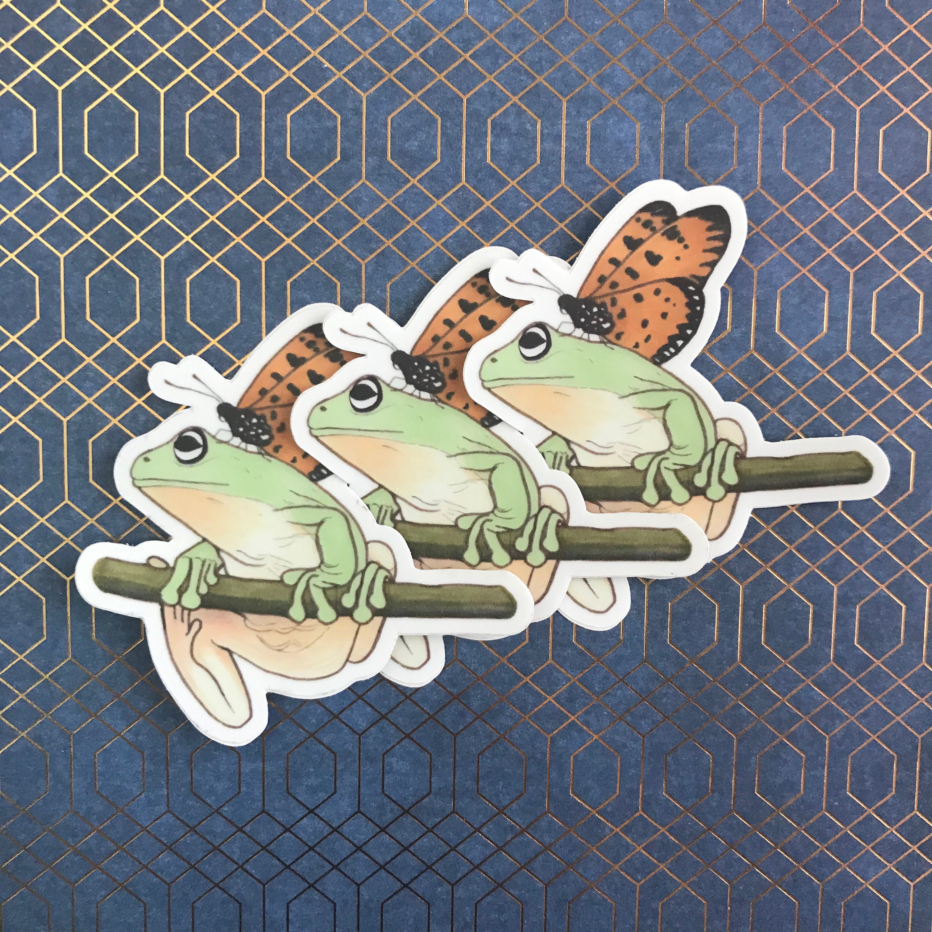 Frog and Butterfly Sticker Water Bottle Sticker Laptop | Etsy