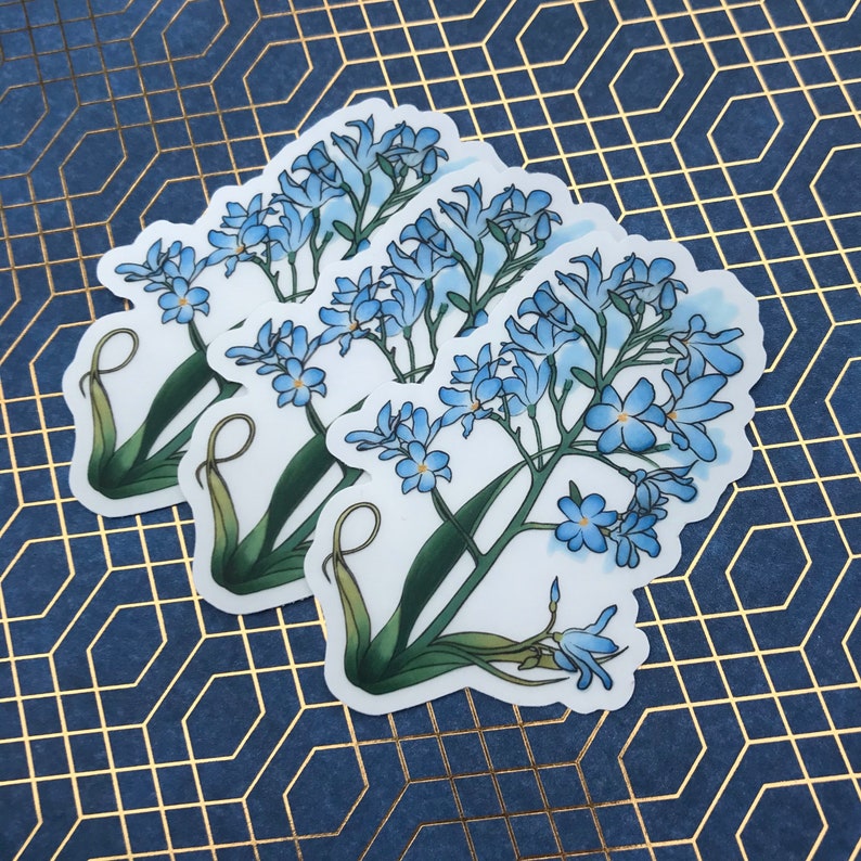 Blue Flower Sticker Clear Sticker | Etsy