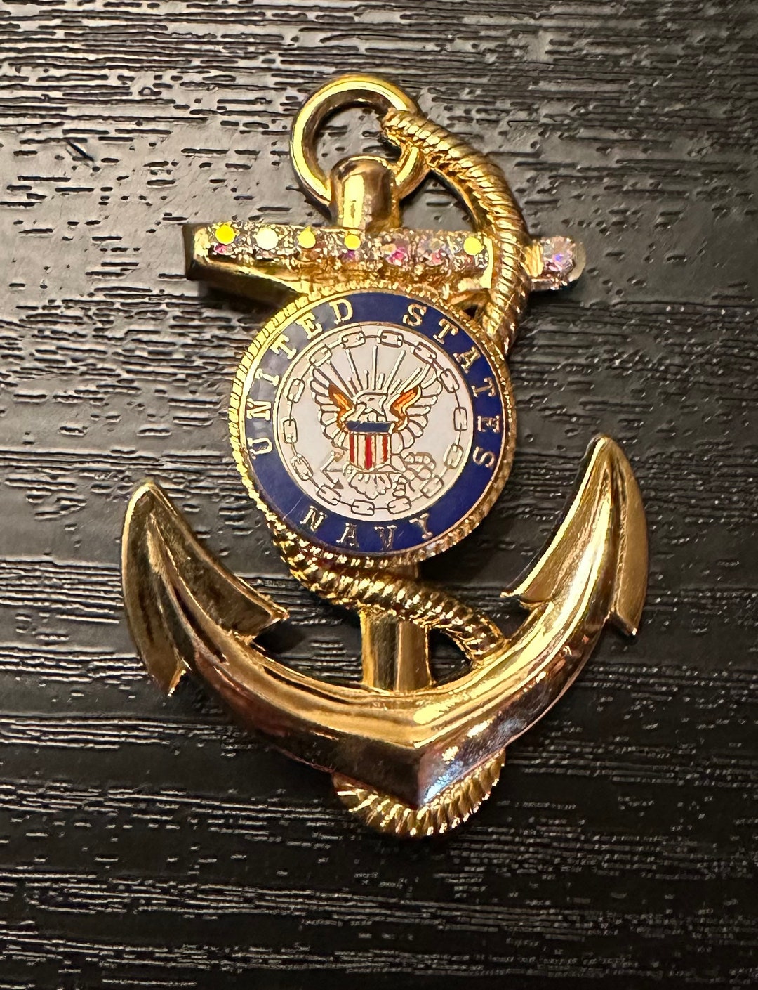 US Navy Anchor Bling Pin Brooch - Etsy