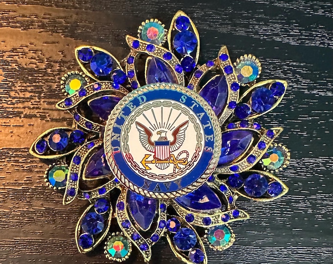 Us Navy Veteran Bling Pin Brooch - Etsy