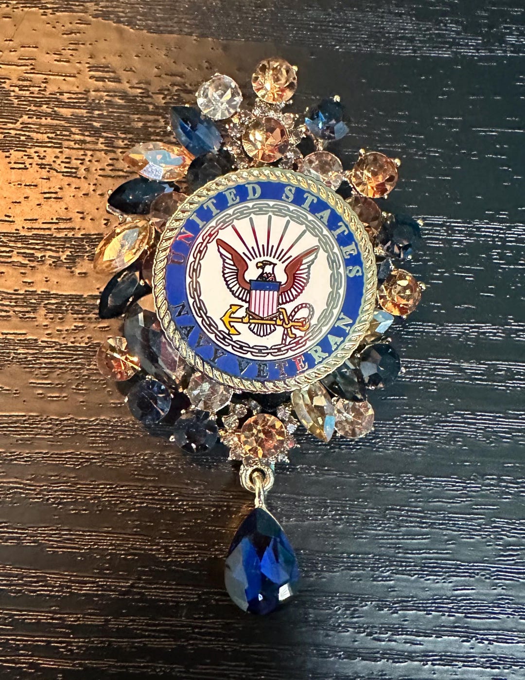 Us Navy Veteran Bling Pin Brooch - Etsy
