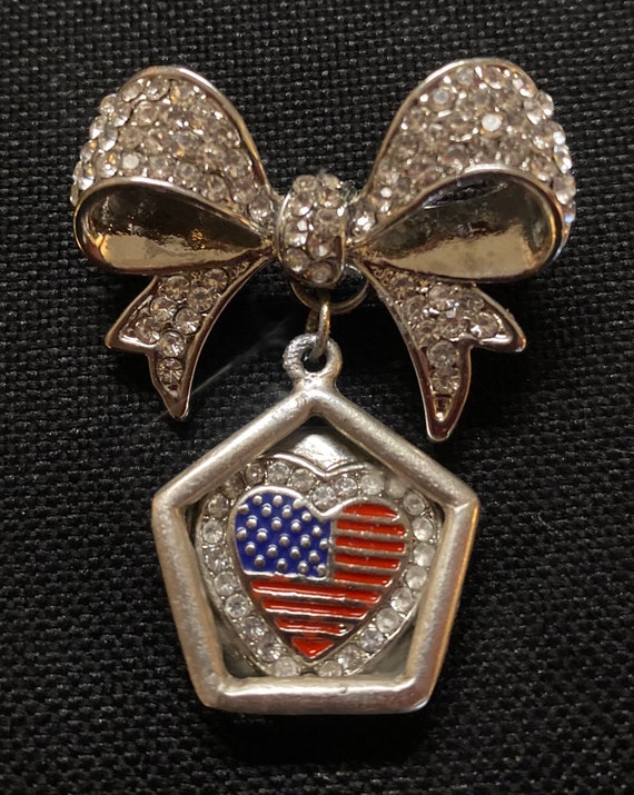 USA American Flag Heart Pentagon Bling Pin | Etsy