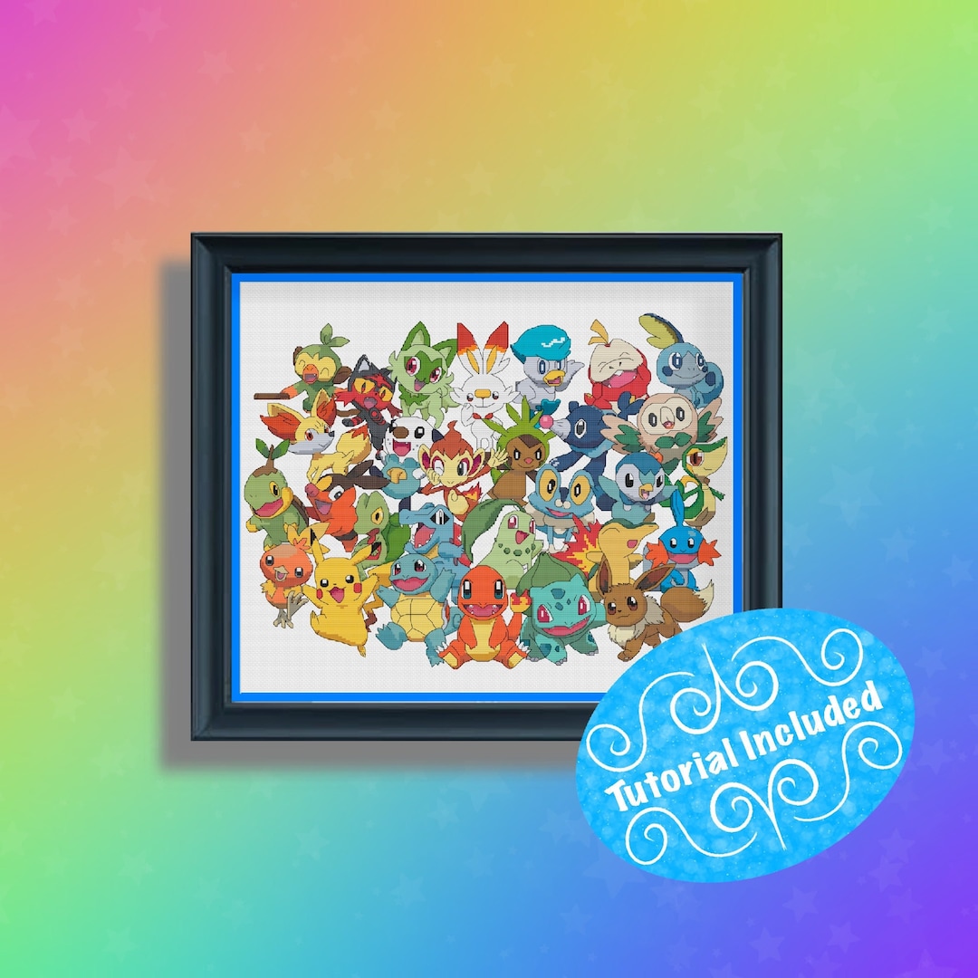 Pokemon Starters 2023 Anime Style Cross Stitch Pattern - Etsy
