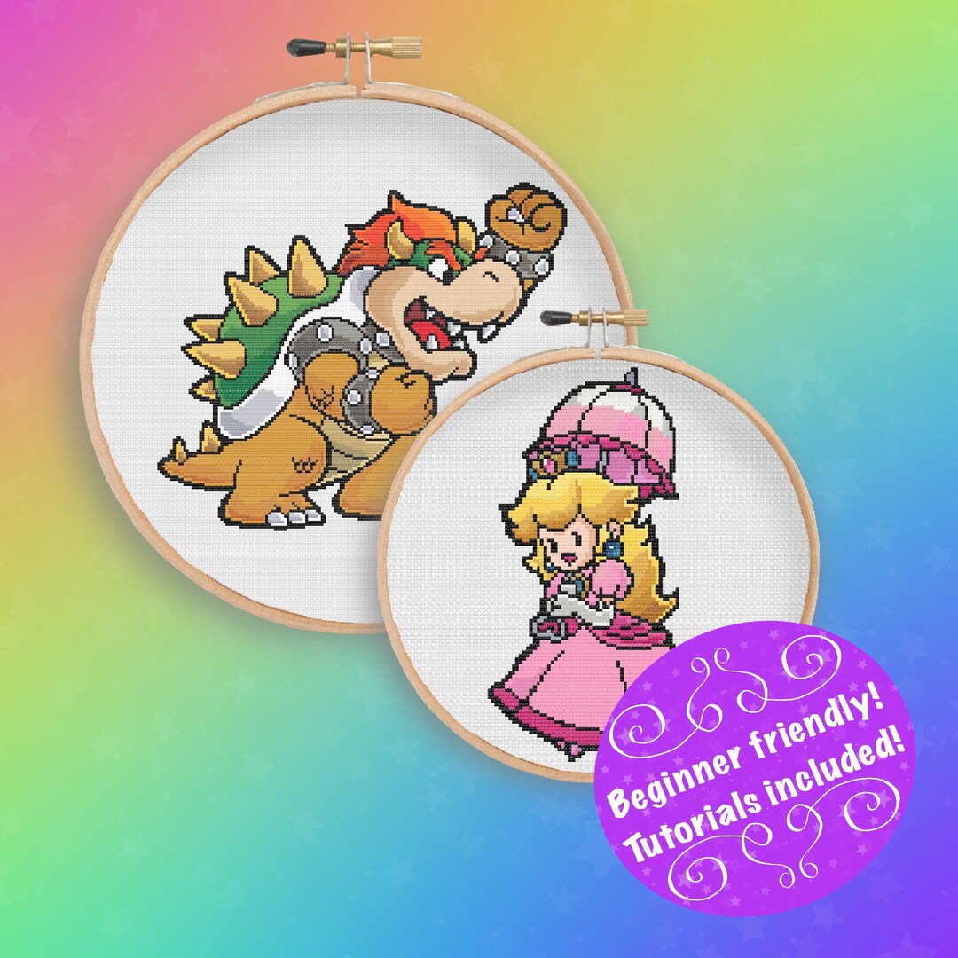 Paper Peach and Paper Bowser Cross Stitch Pattern Set - Etsy