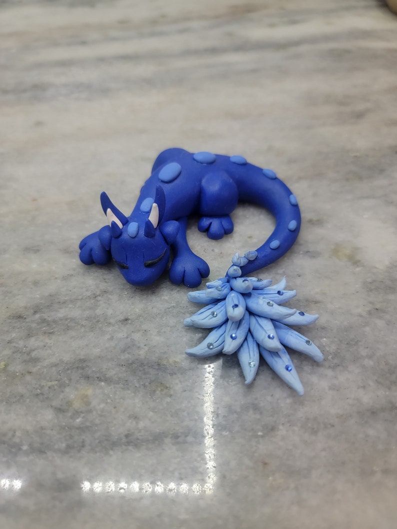 Adorable Blue Sleeping Dragon With Swarovski Crystals - Etsy