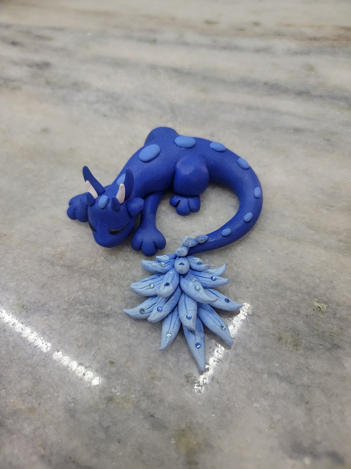 Adorable Blue Sleeping Dragon With Swarovski Crystals - Etsy