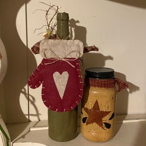 Primitive Felt Mitten 6x4 Wall Hanging, Winter Mitten Decor, Country ...