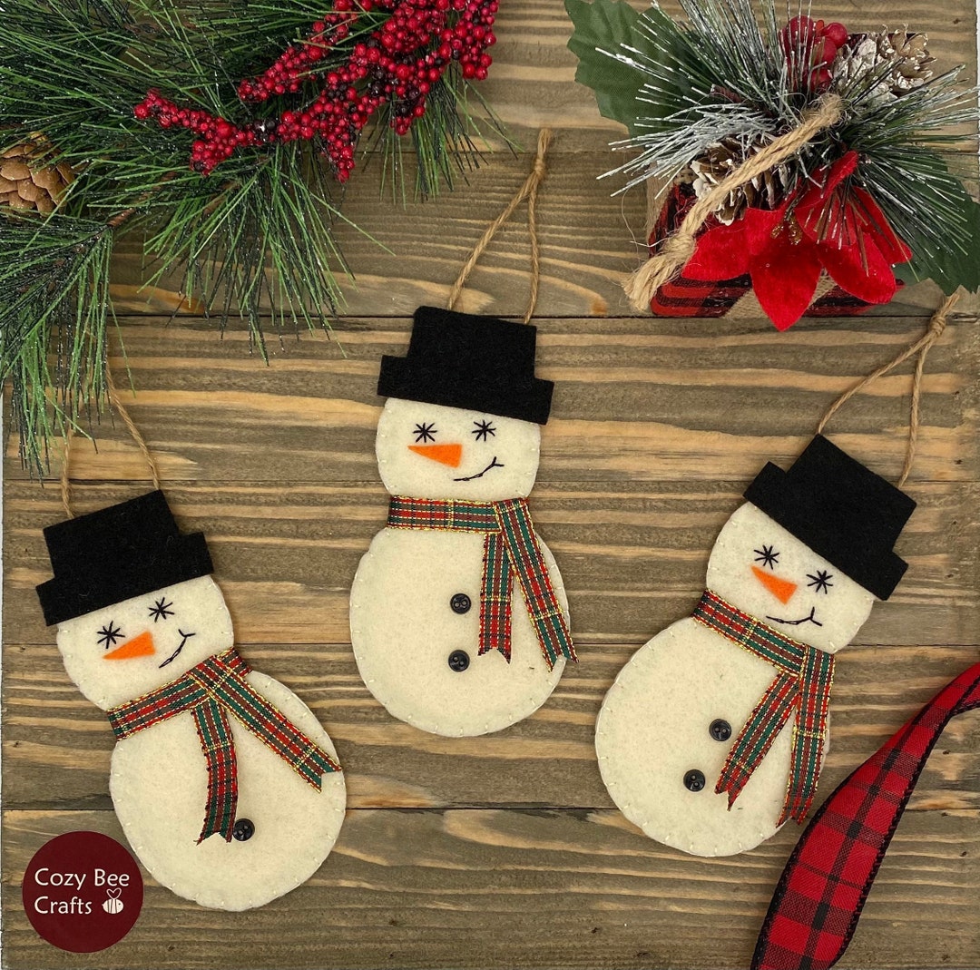 Felt Snowman Ornament, Cute Felt Snowman Christmas Decoration, Frosty ...