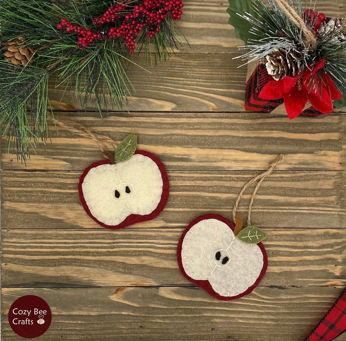 Felt Apple Ornament: Handmade Christmas Ornament for Teacher Gift - Etsy