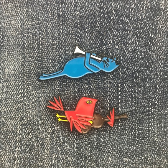 Red Bird Records and Blue Cat Records Enamel Pin Set - Etsy