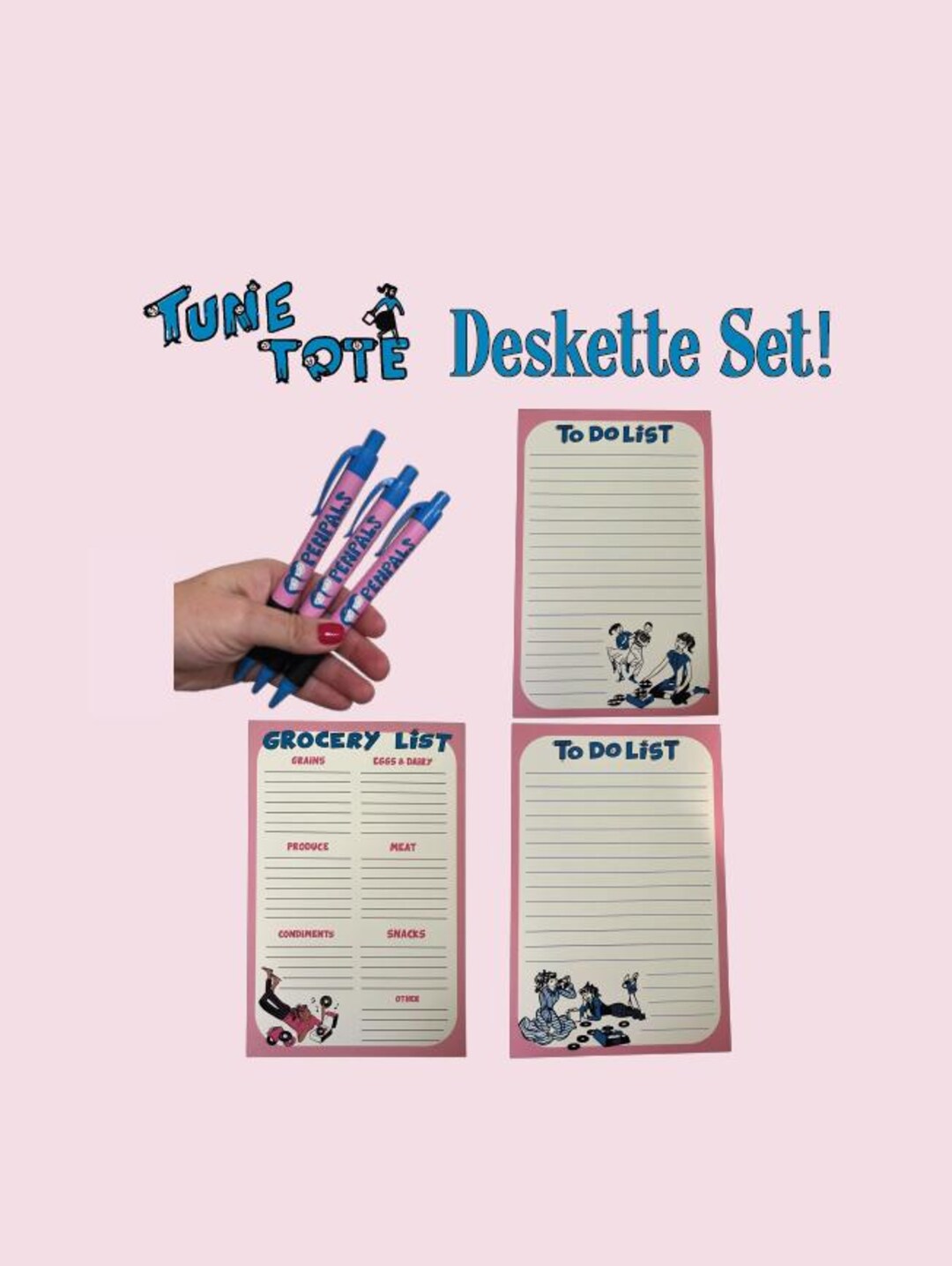 Tune Tote Inspired Deskette Set: to Do Lists, Magnetic Grocery List Pad ...