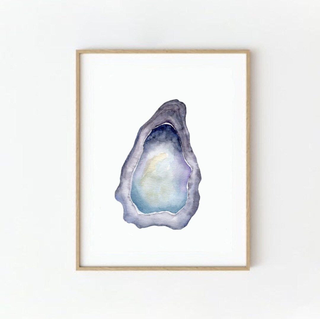 Printable Oyster Shell Watercolor Painting Seashell Poster - Etsy