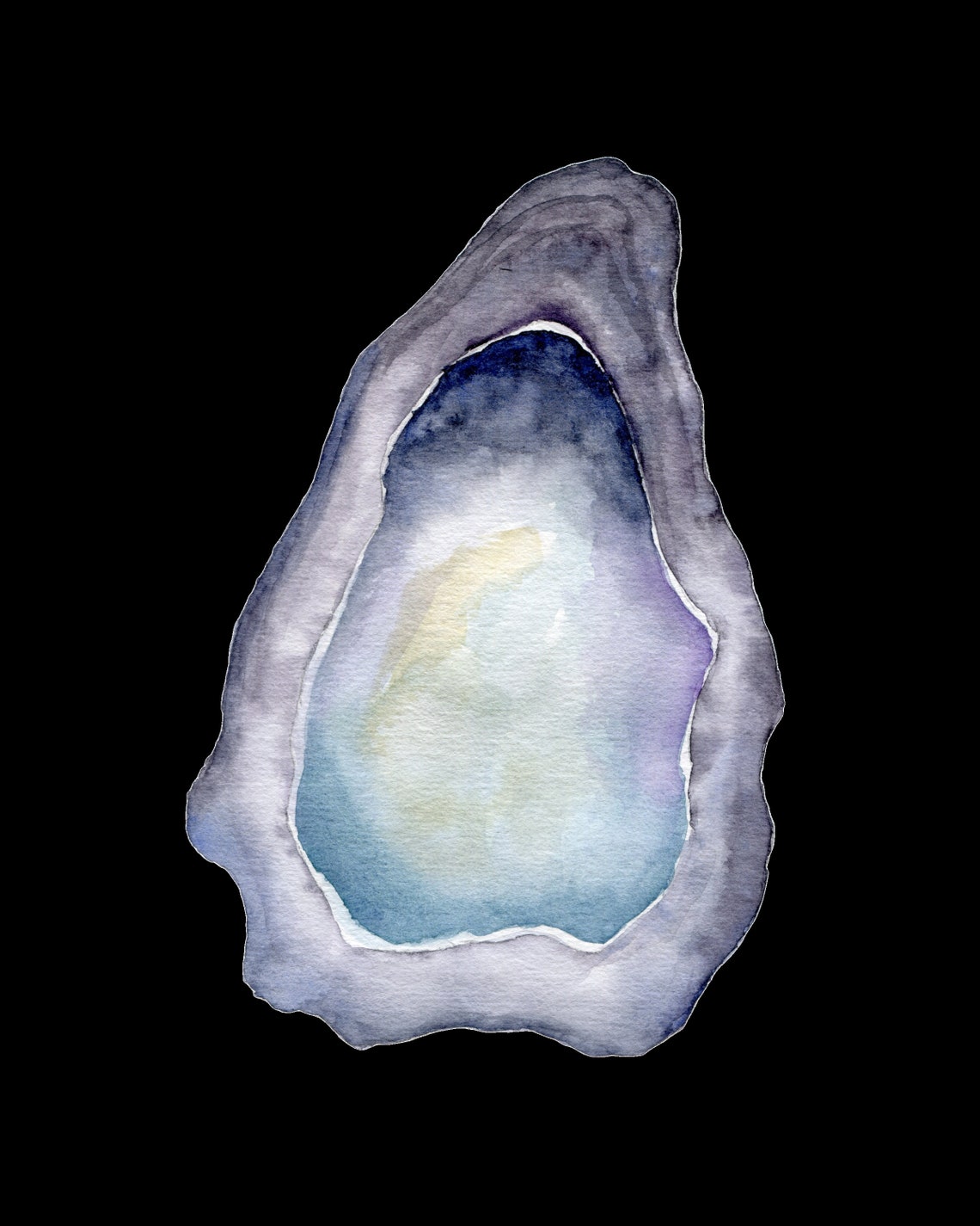 Printable Oyster Shell Watercolor Painting Seashell Poster - Etsy