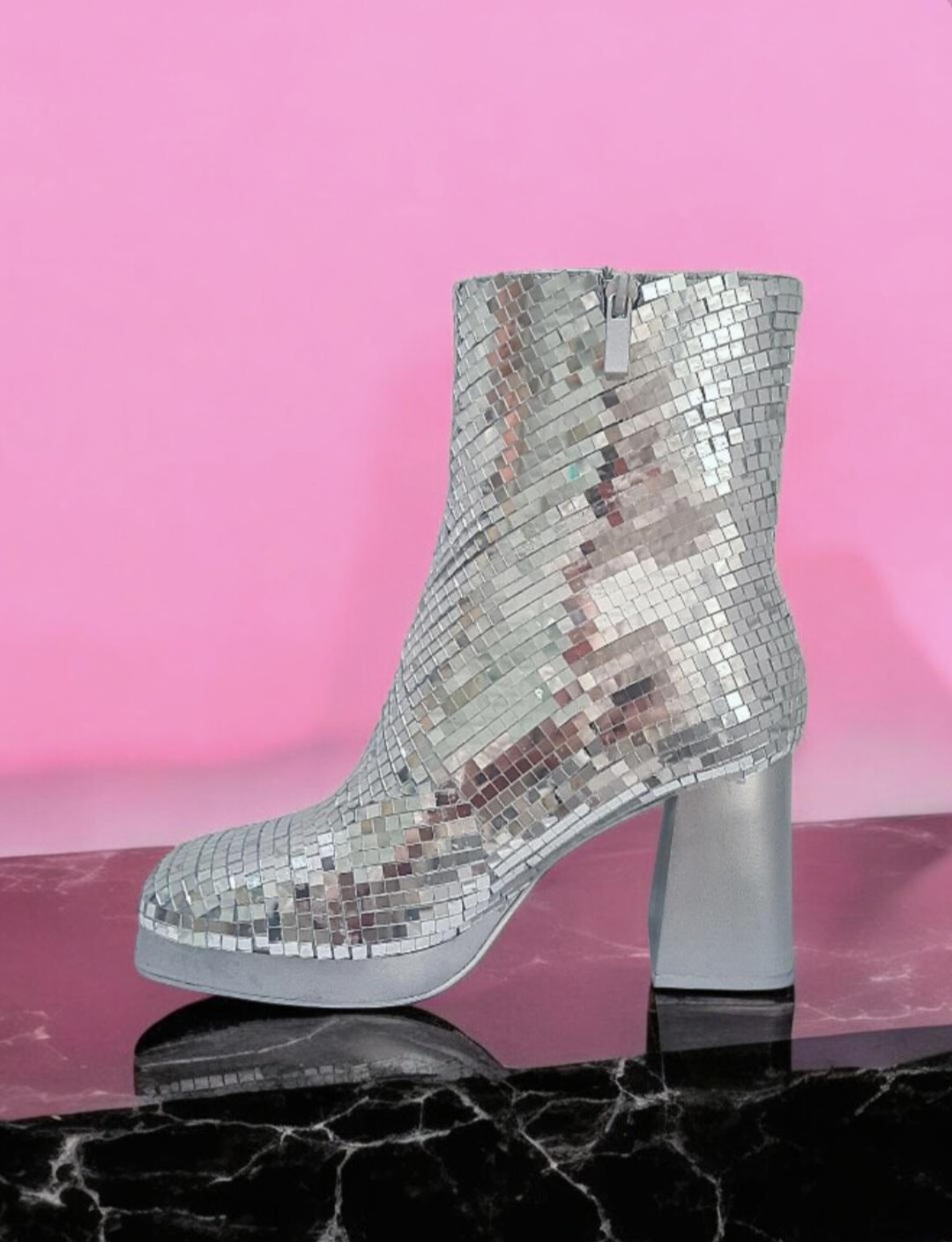 Decorative Mirror Tile Disco Boots Unique Ornament for Home, Party, and ...