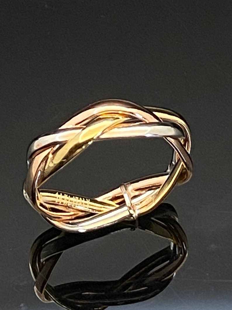 Solid 14K Tri-color Gold 5 Mm Interlocking Braided Band Ring - Etsy
