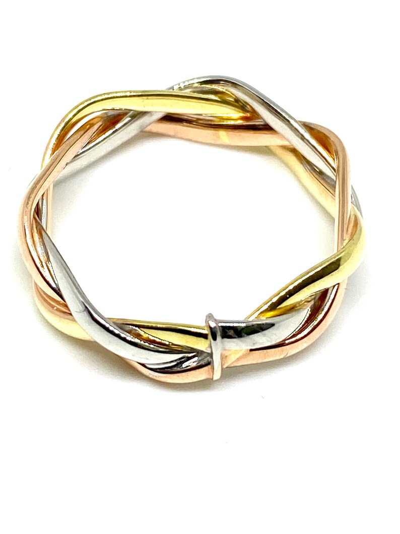 Solid 14K Tri-color Gold 5 Mm Interlocking Braided Band Ring - Etsy ...