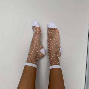 Cute Polka Dot Transparent Socks, Mesh Tulle Socks, Fashion Sheer Socks ...