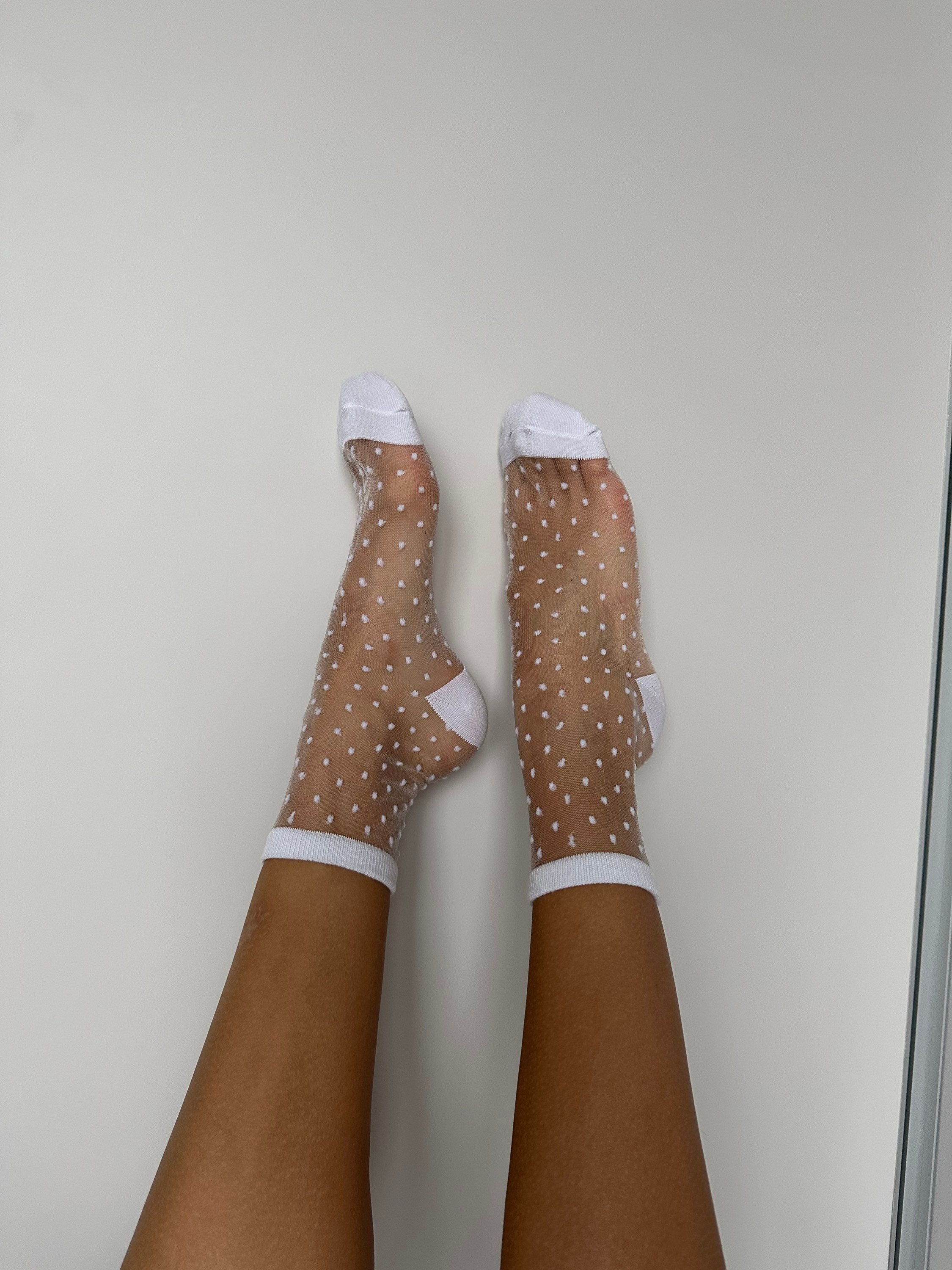 Cute Polka Dot Transparent Socks, Mesh Tulle Socks, Fashion Sheer Socks ...