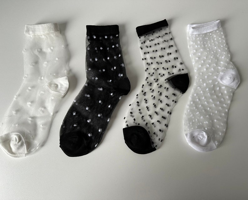 Cute Polka Dot Transparent Socks, Mesh Tulle Socks, Fashion Sheer Socks ...