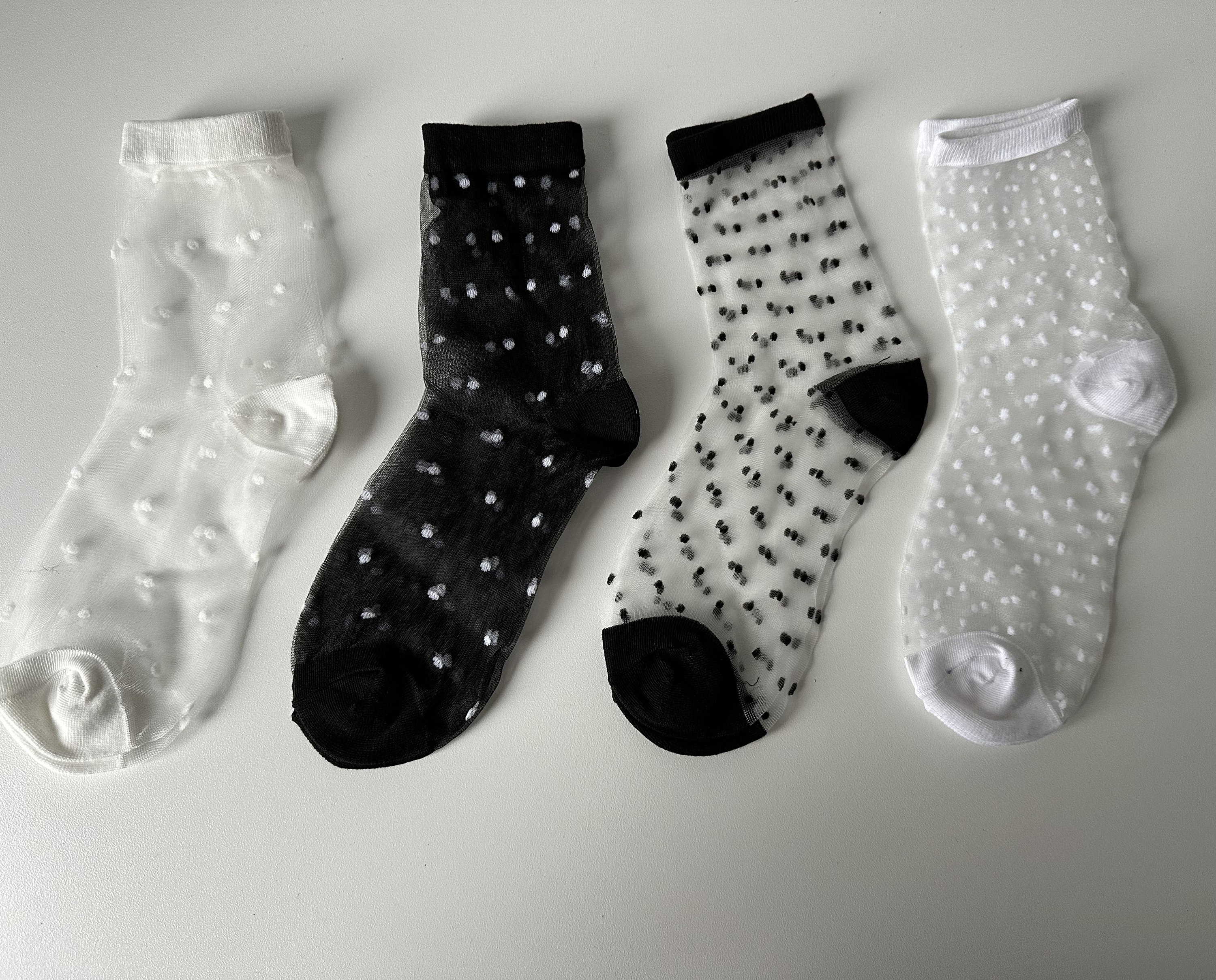 Cute Polka Dot Transparent Socks, Mesh Tulle Socks, Fashion Sheer Socks ...