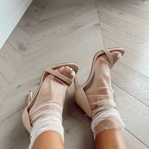 Handmade Soft Transparent Thin Mesh White Tulle Sheer Socks for Women ...