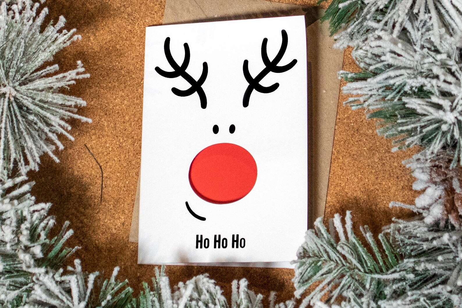 Handmade Christmas Rudolf Reindeer Card With Cut Out Nose - Etsy