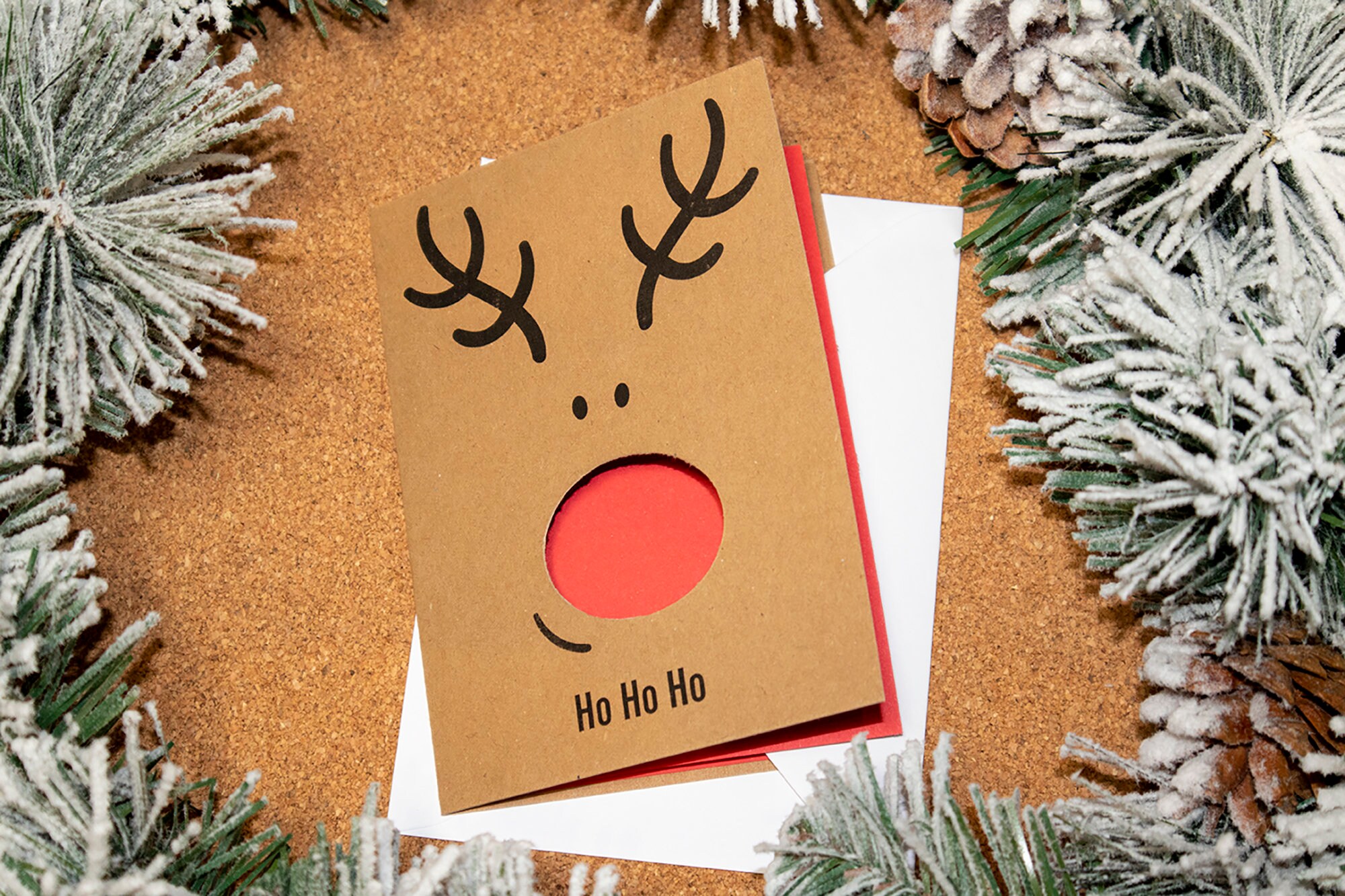 Handmade Christmas Rudolf Reindeer Card With Cut Out Nose - Etsy