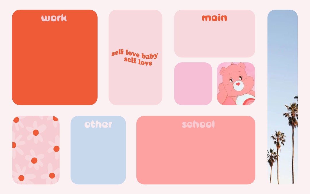 Desktop Organizer Wallpaper - Pink Theme - Etsy