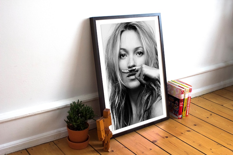 Kate Moss Moustache Wall Art Fashion Print Kate Moss Print - Etsy