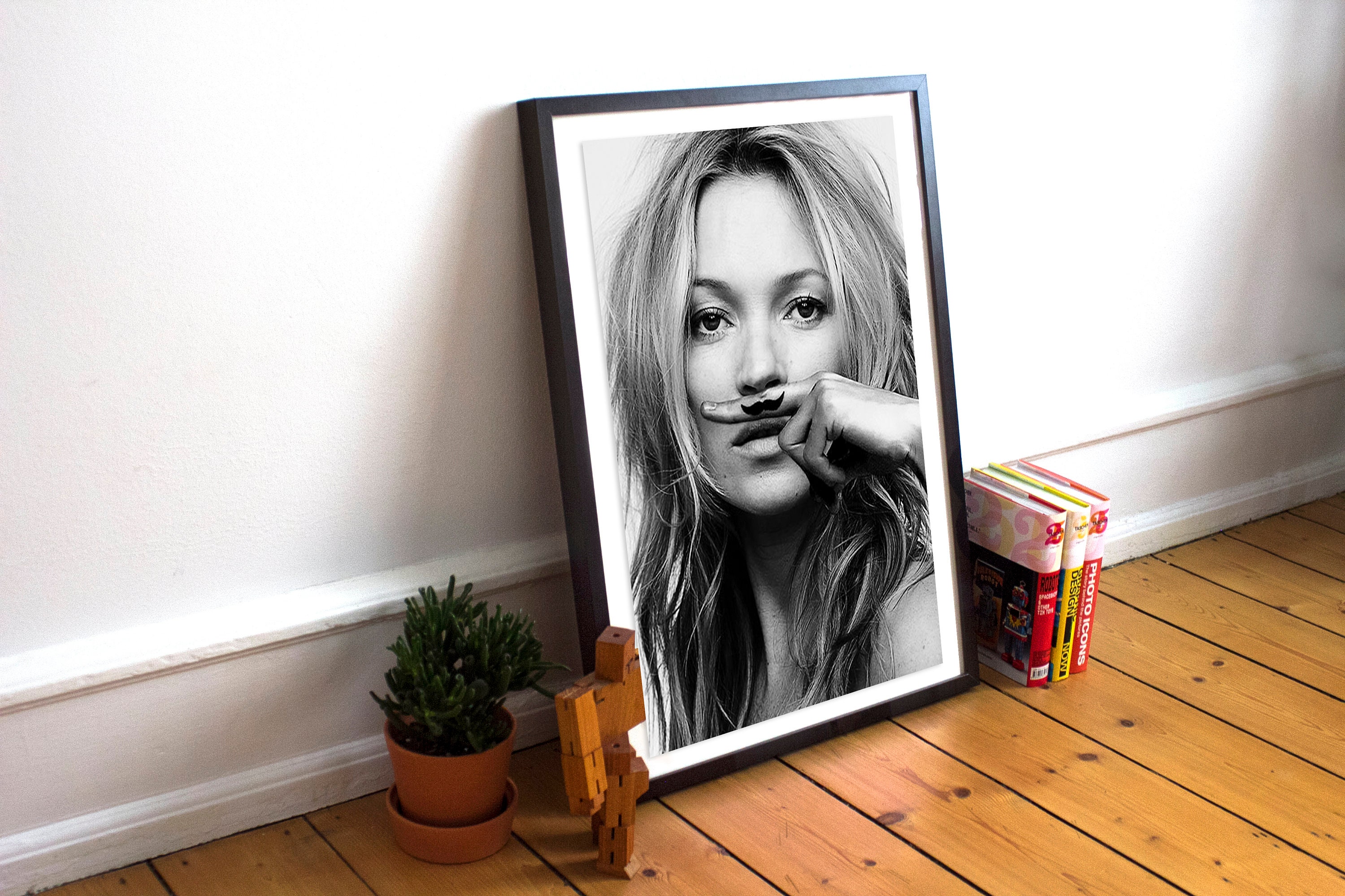 Kate Moss Moustache Art Print | Fashion Wall Decor - Etsy