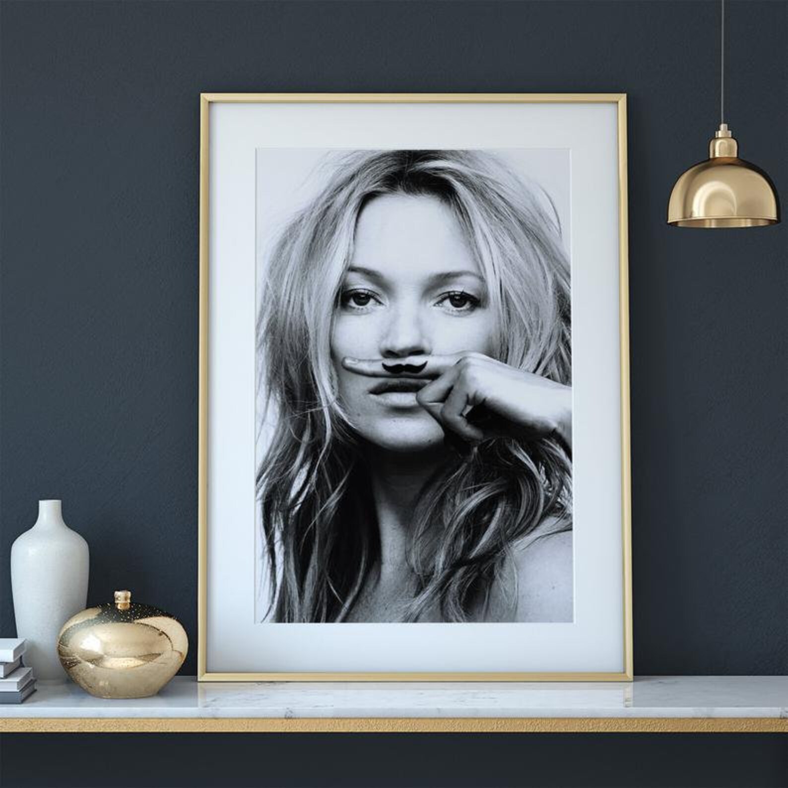 Kate Moss Moustache Wall Art Fashion Print Kate Moss Print | Etsy