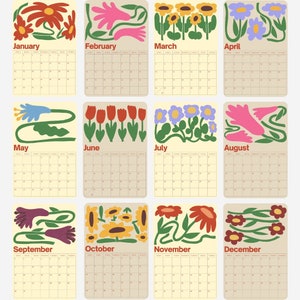 2024 Printable Wall Calendar, Flower Market Calendar, 2024 Calendar ...