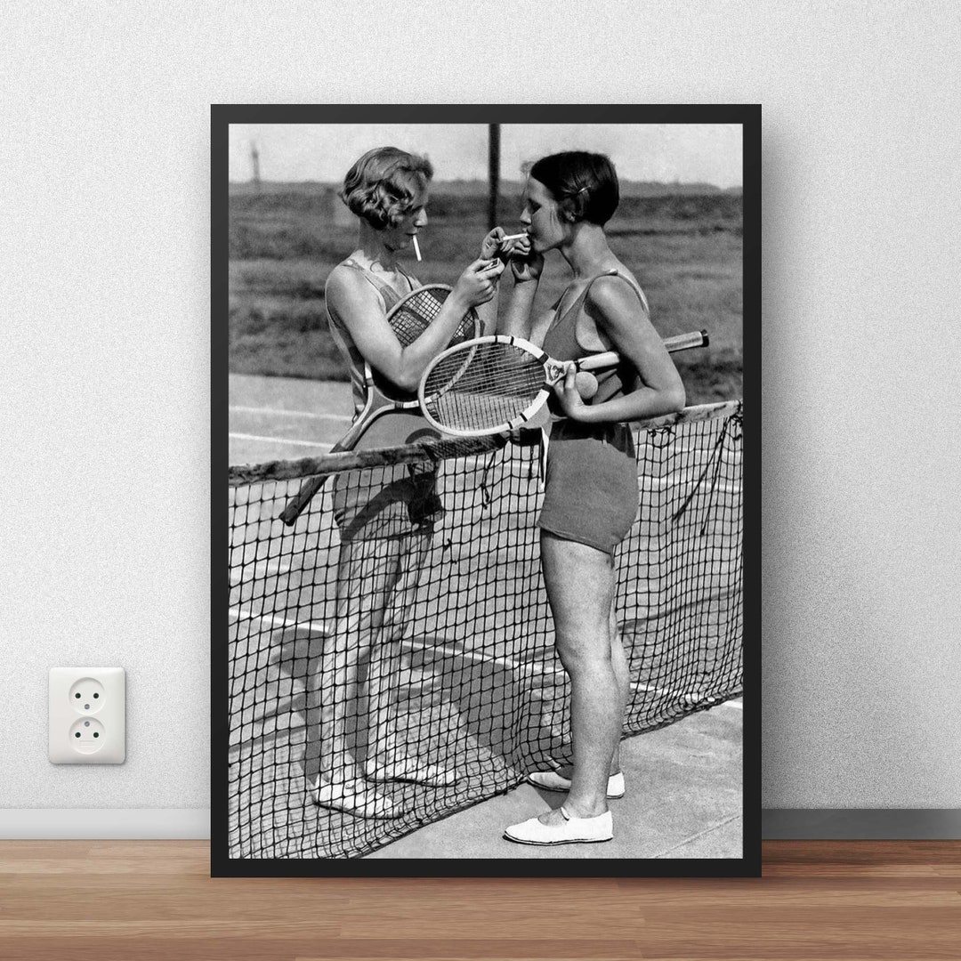 Vintage Tennis Photo Women Smoking Cigarettes Print Players Smokers ...