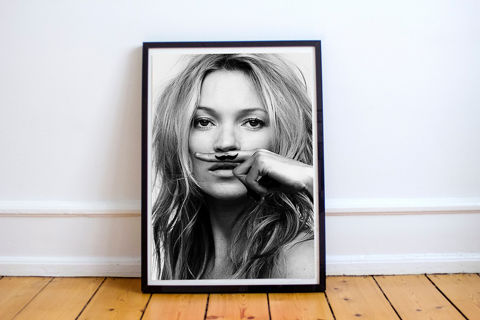 Kate Moss Moustache Wall Art Fashion Print Kate Moss Print | Etsy