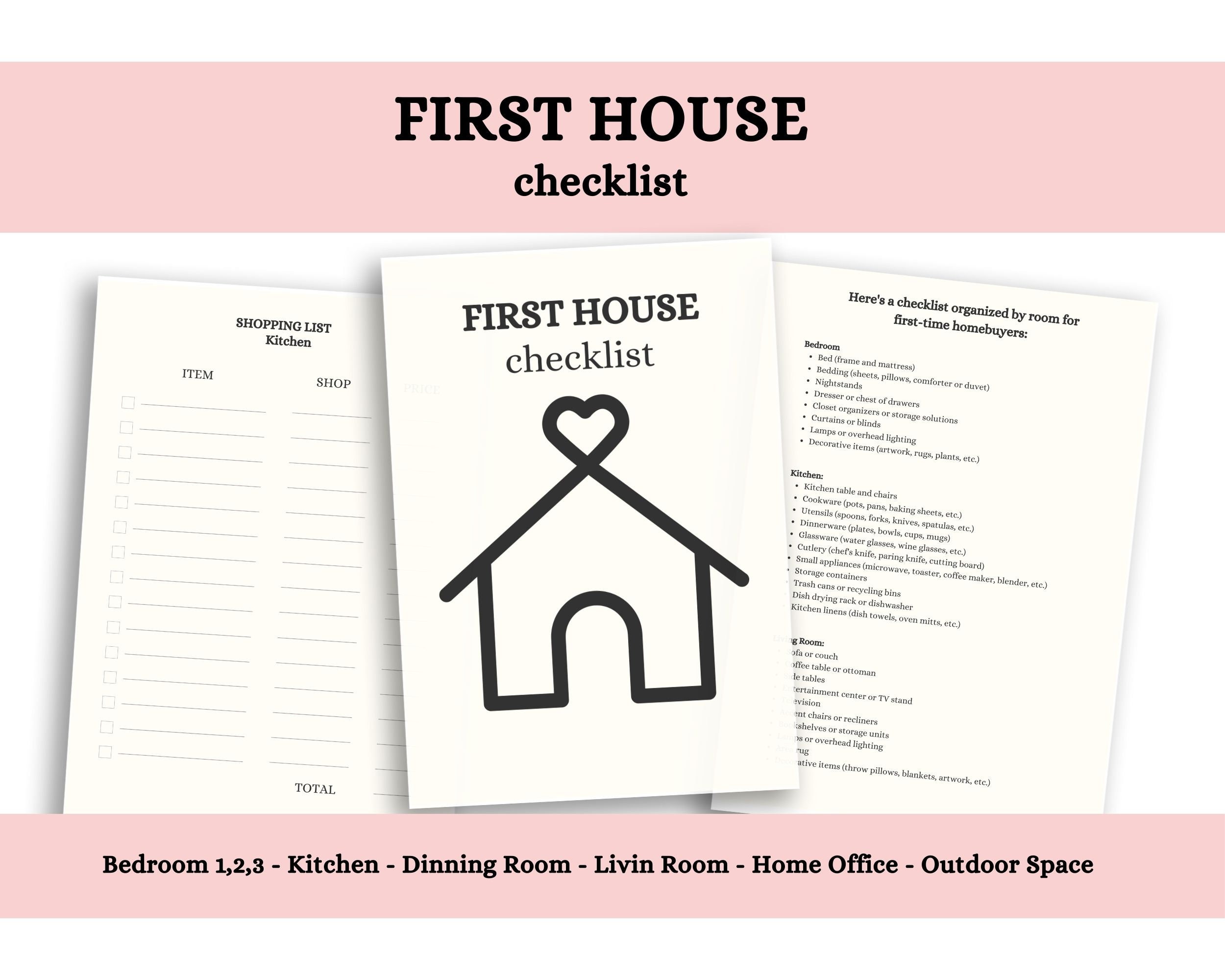 First House Checklist Printable, First House Apartment Checklist ...