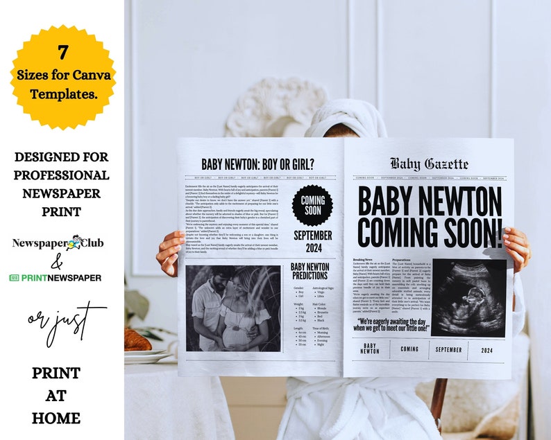 Baby Announcement, Newspaper Baby Announcement, Pregnancy Announcement ...