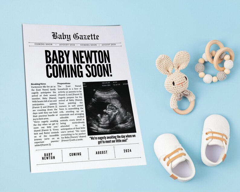 Baby Announcement, Newspaper Baby Announcement, Pregnancy Announcement ...