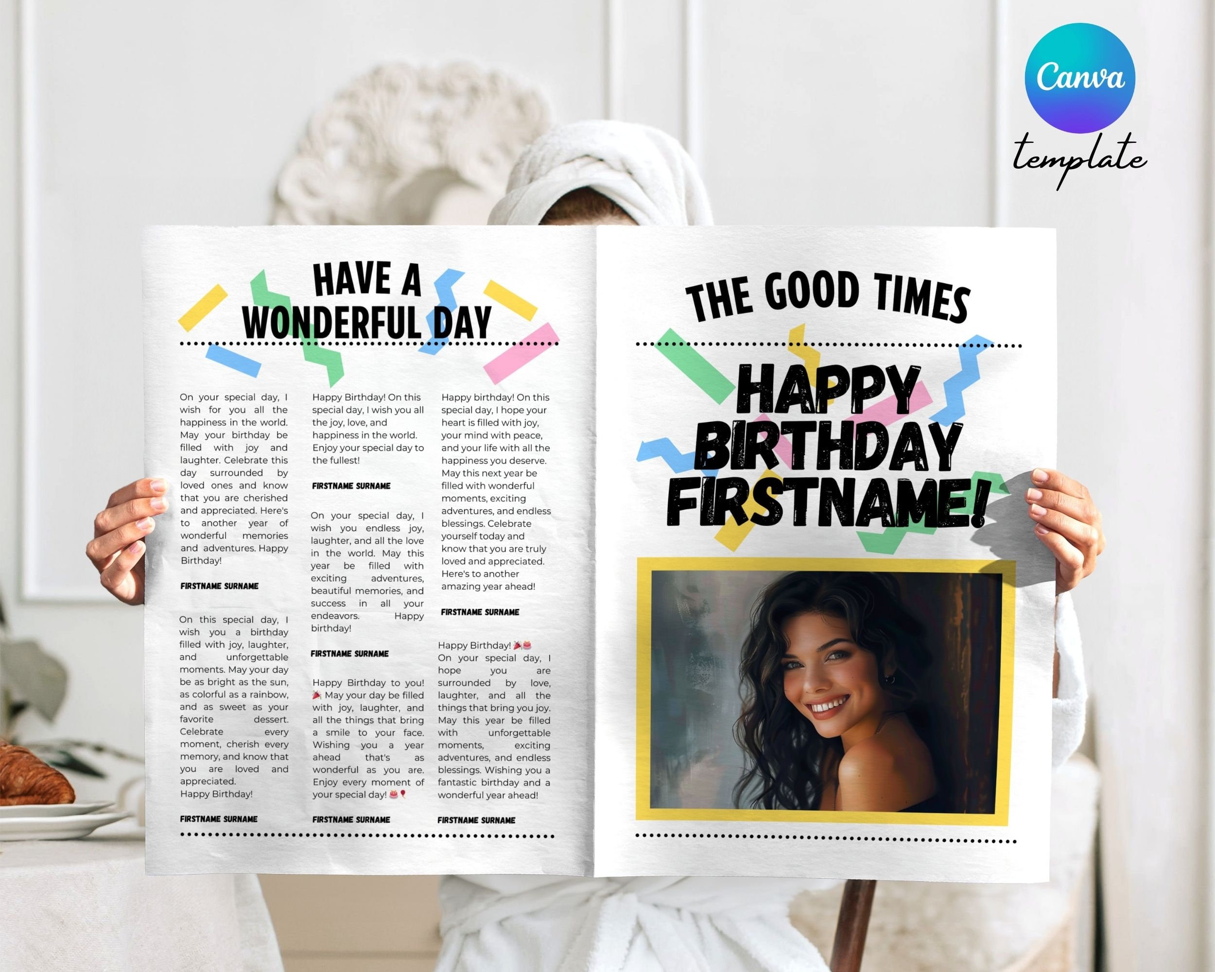 Editable Birthday Newspaper Template, Custom Birthday Gift, Birthday ...