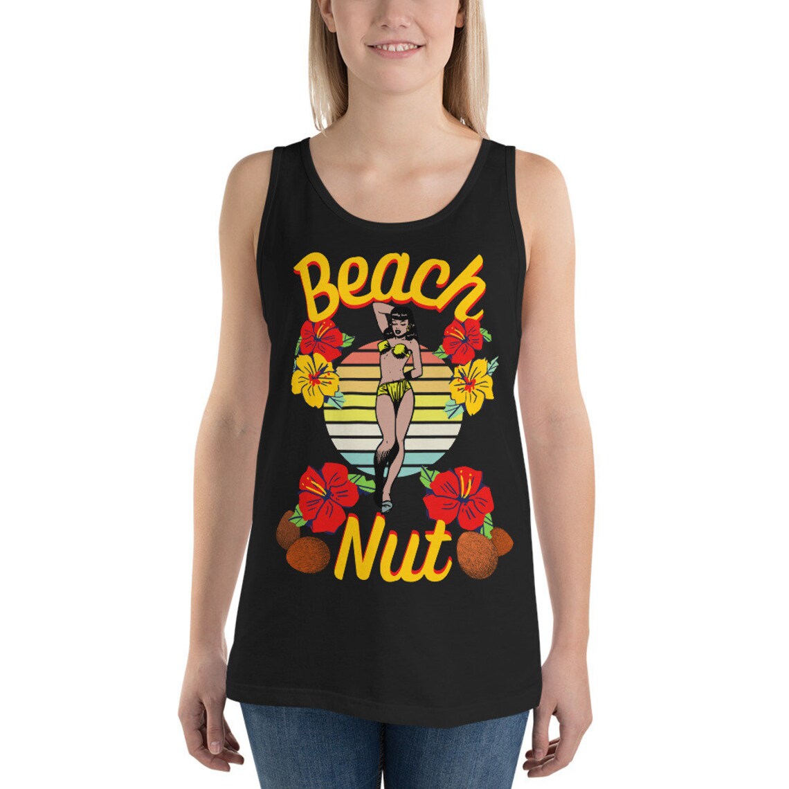 Beach Nut Retro Pinup Girl Unisex Tank Top - Etsy