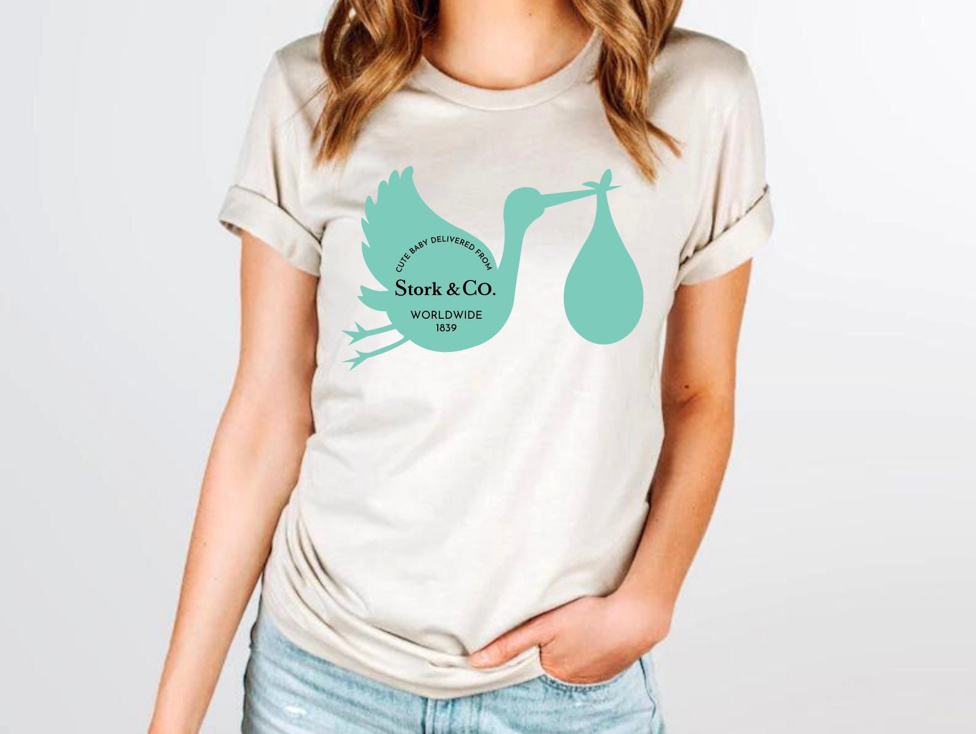 Stork and Co Shirt, Cute Pregnant Oversized Tee, New Mom Announcement ...