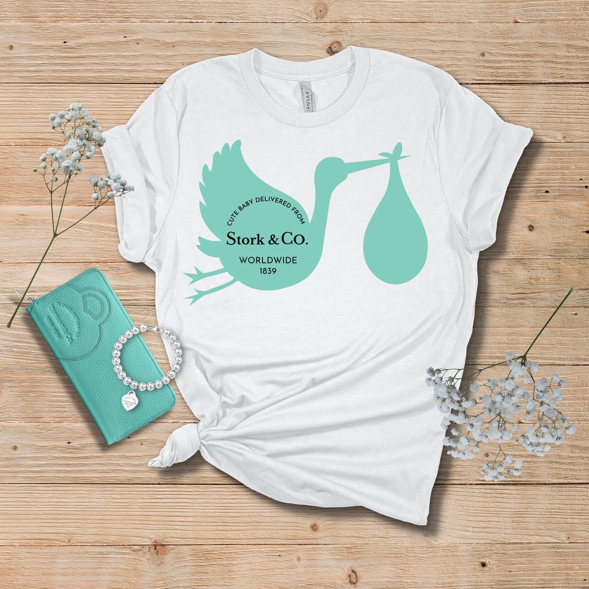 Stork and Co Shirt, Cute Pregnant Oversized Tee, New Mom Announcement ...