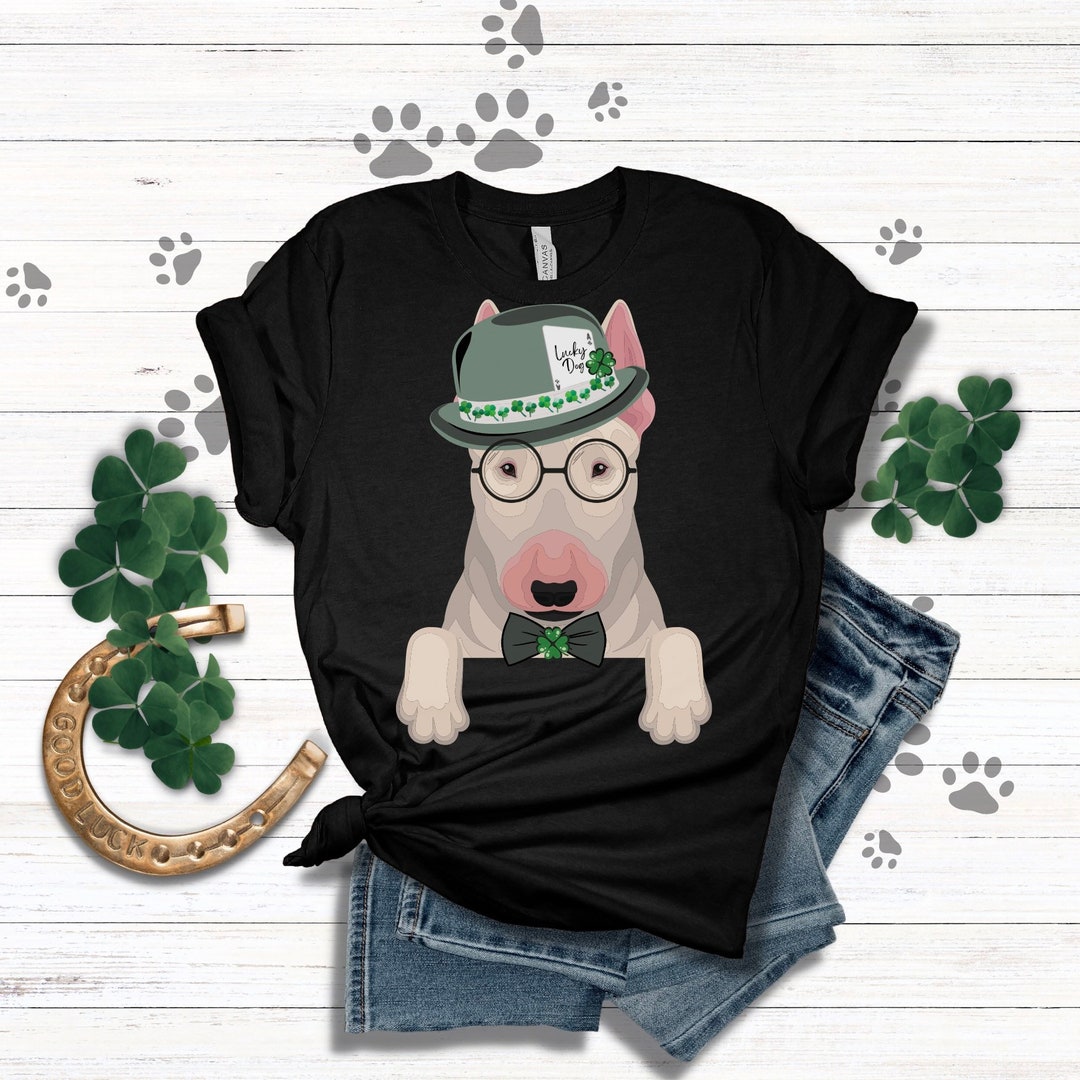 St Patricks Day Bull Terrier Shirt, Doggy Tee, Saint Pattys Day Puppy ...