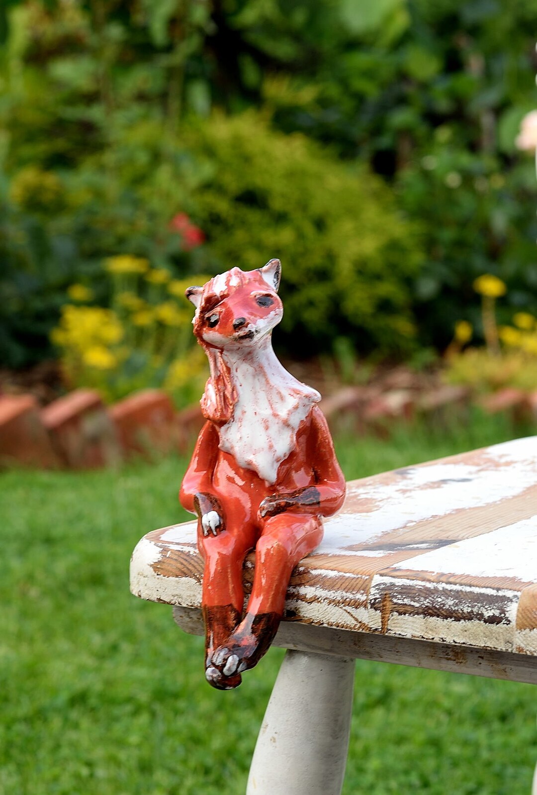 Ceramic Fox Figurine. Perched fox Small figurine - Etsy.de