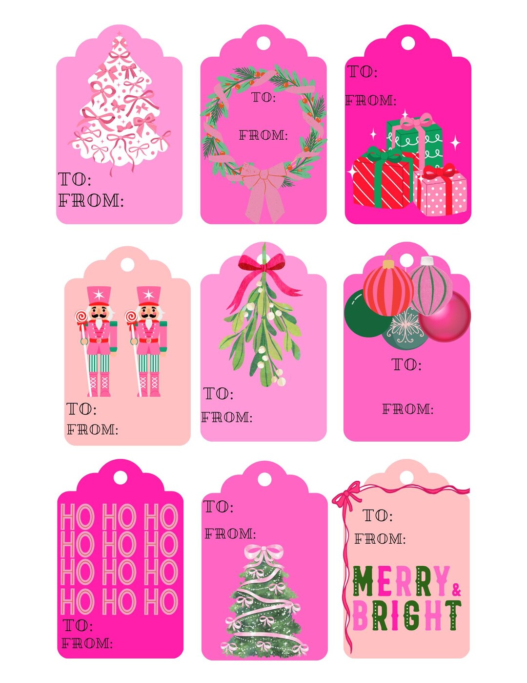 A Very Pink Christmas Gift Tags - Etsy