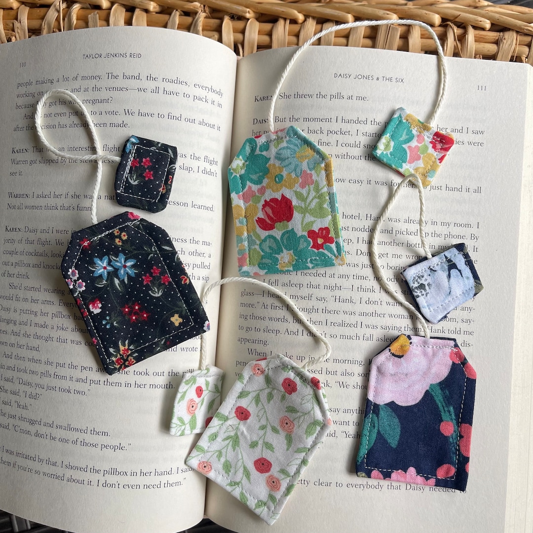 Tea Bag Bookmark, Cottage Floral Design, Tea Lover, Book Lover ...